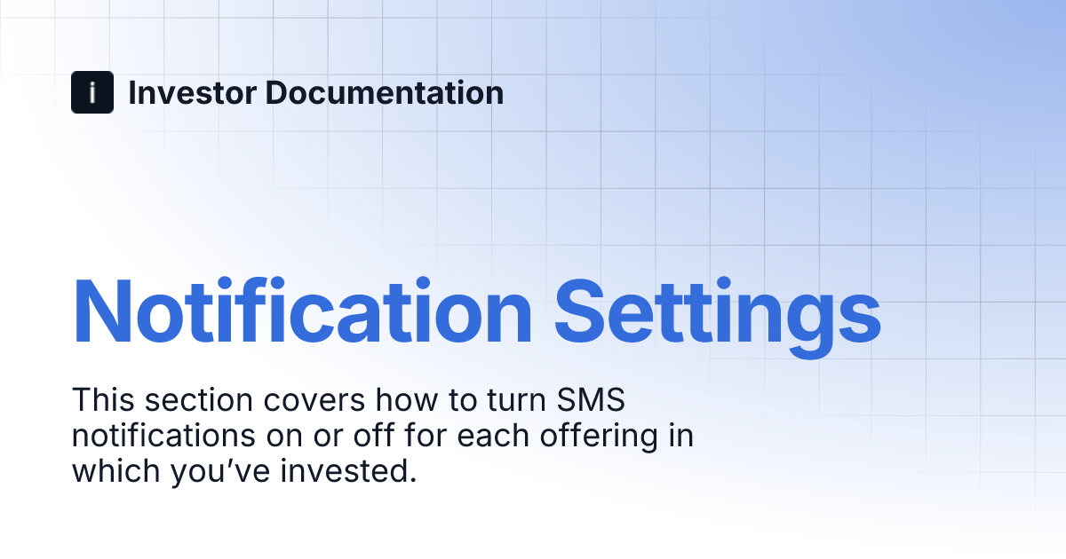 Notification Settings | Issuance Documentation