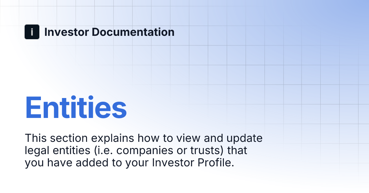 Entities | Issuance Documentation